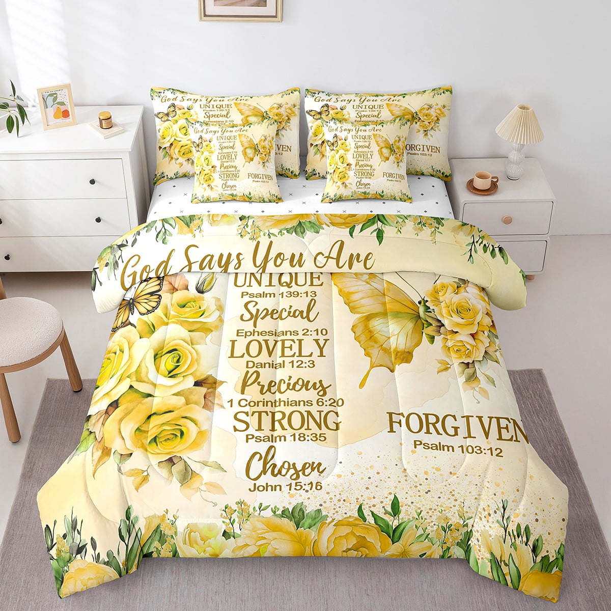 Erosebridal Gold Butterfly Bedding Sets Twin Size, Inspirational Quotes ...