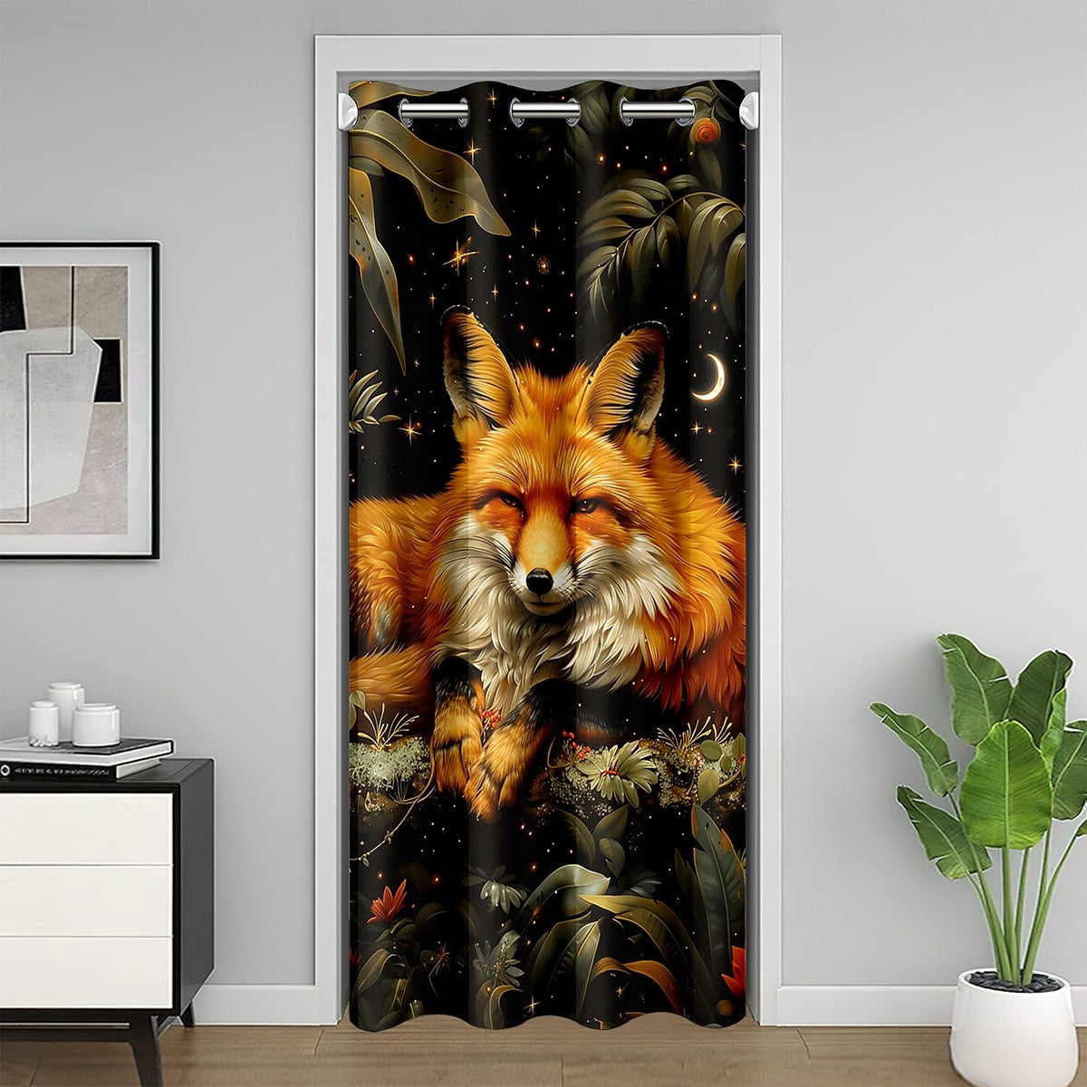 Erosebridal Gold Fox Door Curtain For Door Window 52x84, Red Floral ...