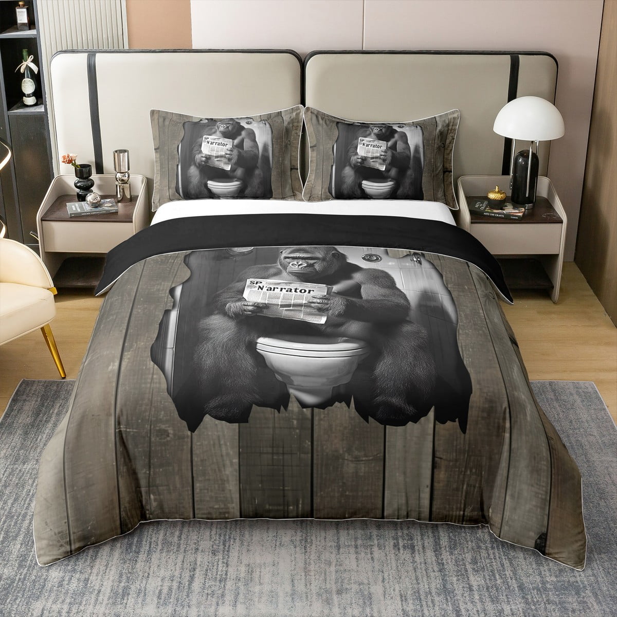 Erosebridal Gorilla Monkey 100% Cotton Comforter Cover Queen, 3D Animal ...