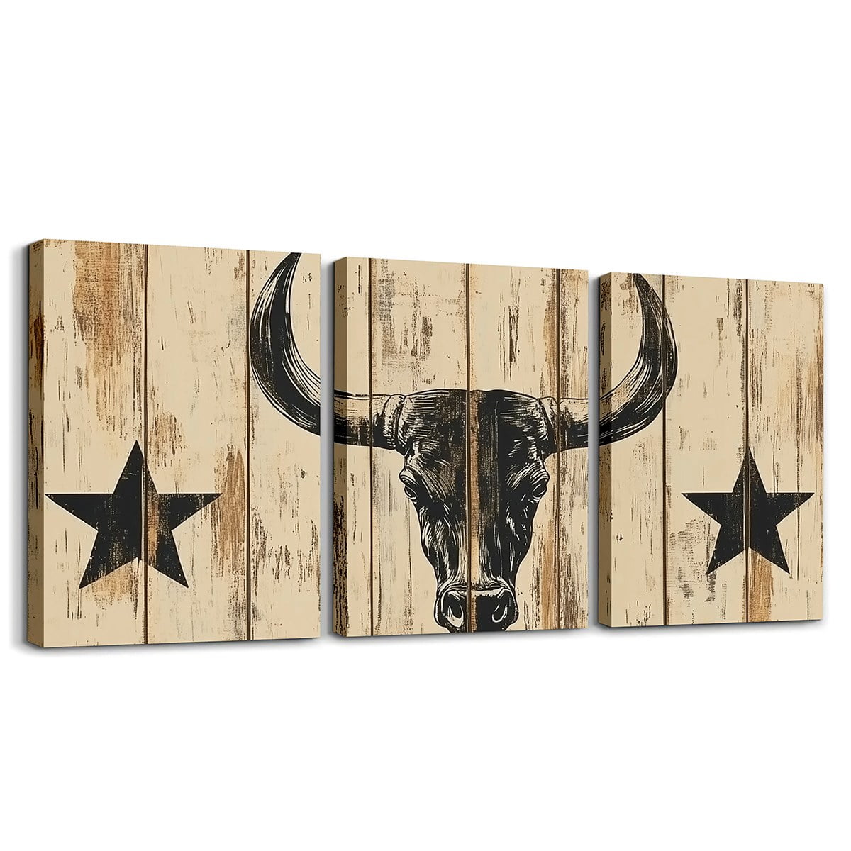 Erosebridal Gothic Cow Skull Canvas Wall Art Living Room, Rustic Lodge ...