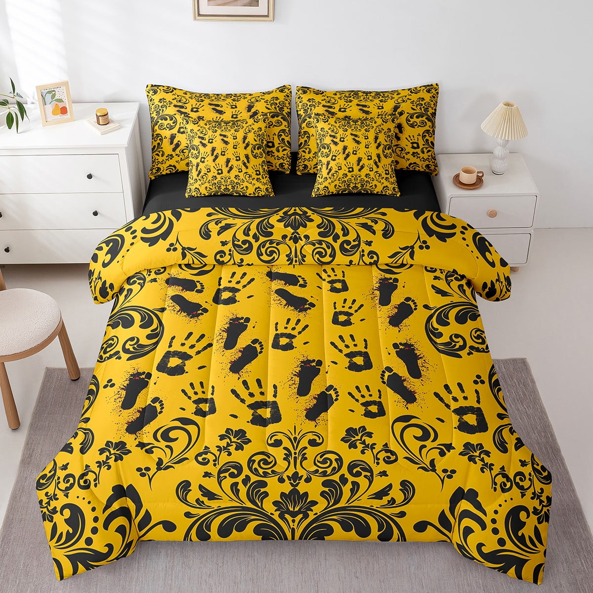 Erosebridal Gothic Damask Bedding Twin Size, Horror Halloween Bed Set ...