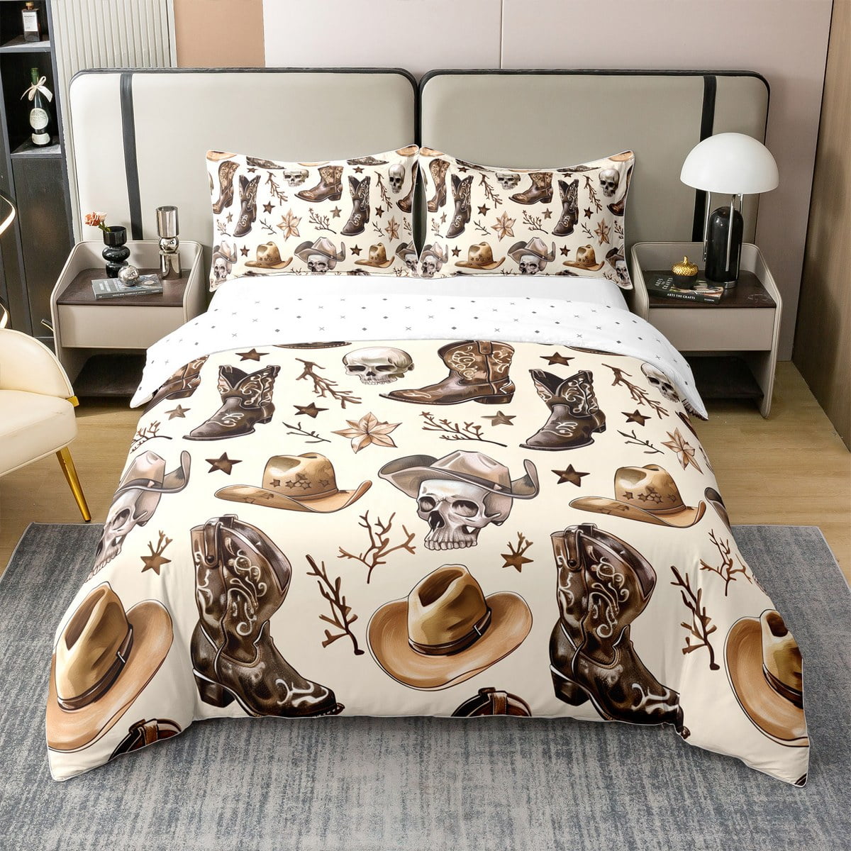 Erosebridal Gothic Skull 100% Cotton Duvet Cover King Size, Western ...