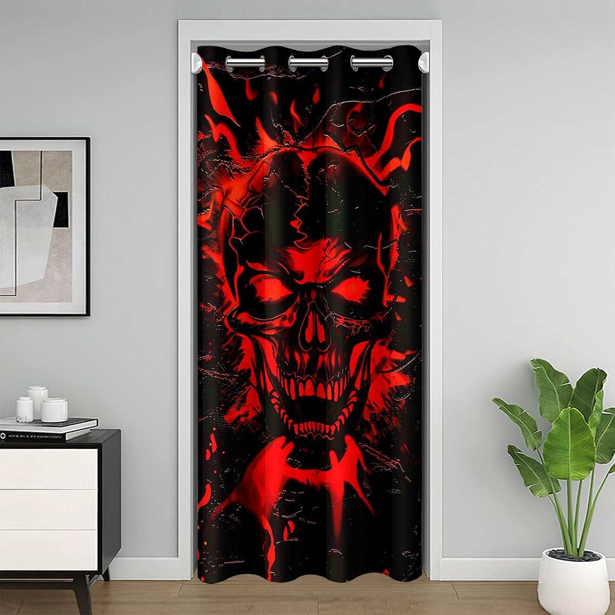 Erosebridal Gothic Skull Door Curtain For Doorways 42x80, Red Skeleton ...