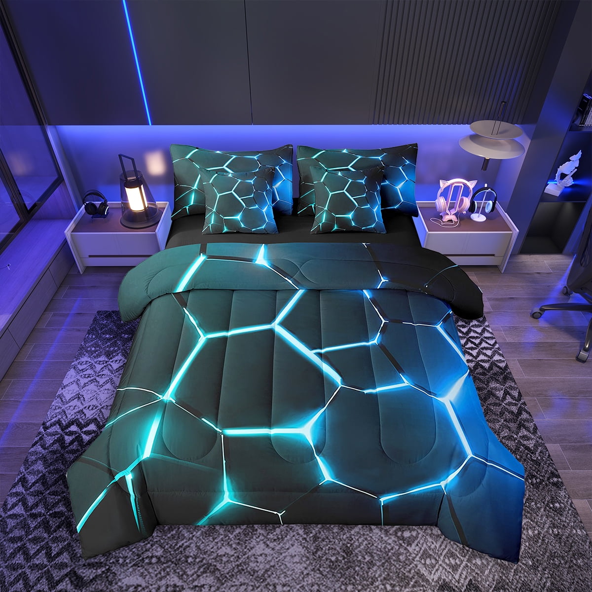 Erosebridal Gradient Geometric Bed in a Bag Queen size, Honeycomb Bed ...