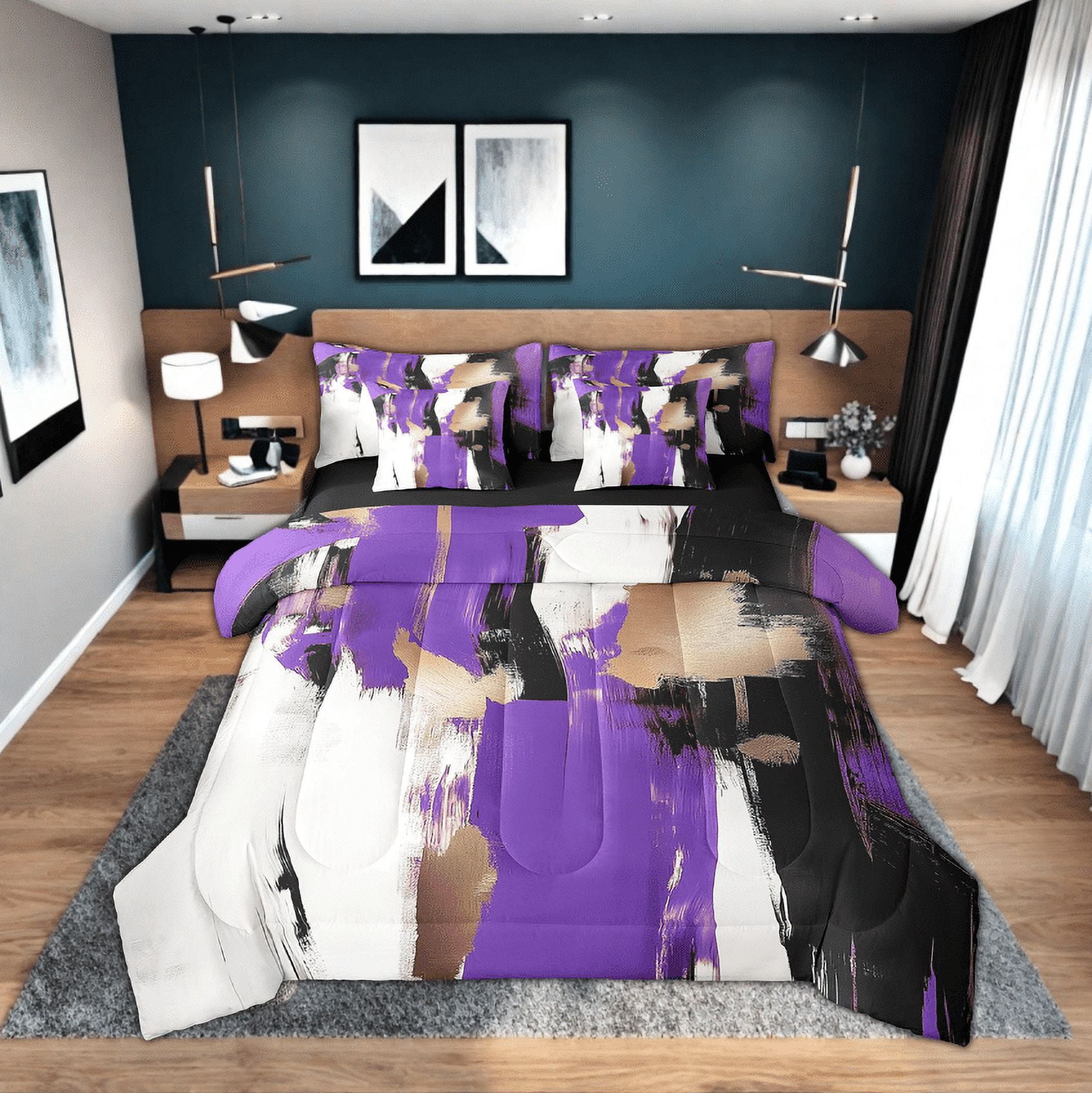 Erosebridal Gradient Purple Bedding Twin Size, Contemporary Watercolor ...