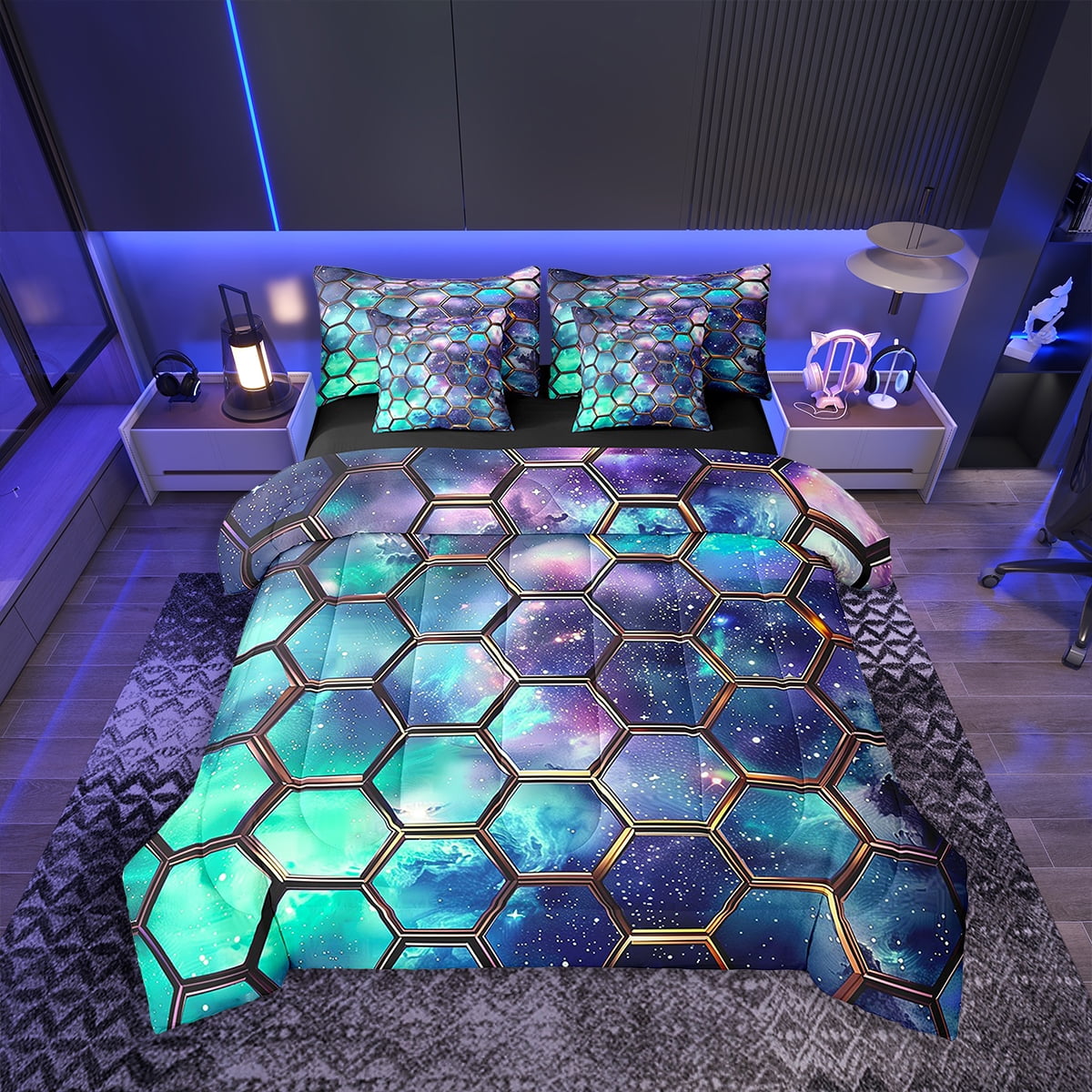 Erosebridal Gradient Starry Sky Bedding Sets Queen Size, Dreamy Galaxy ...