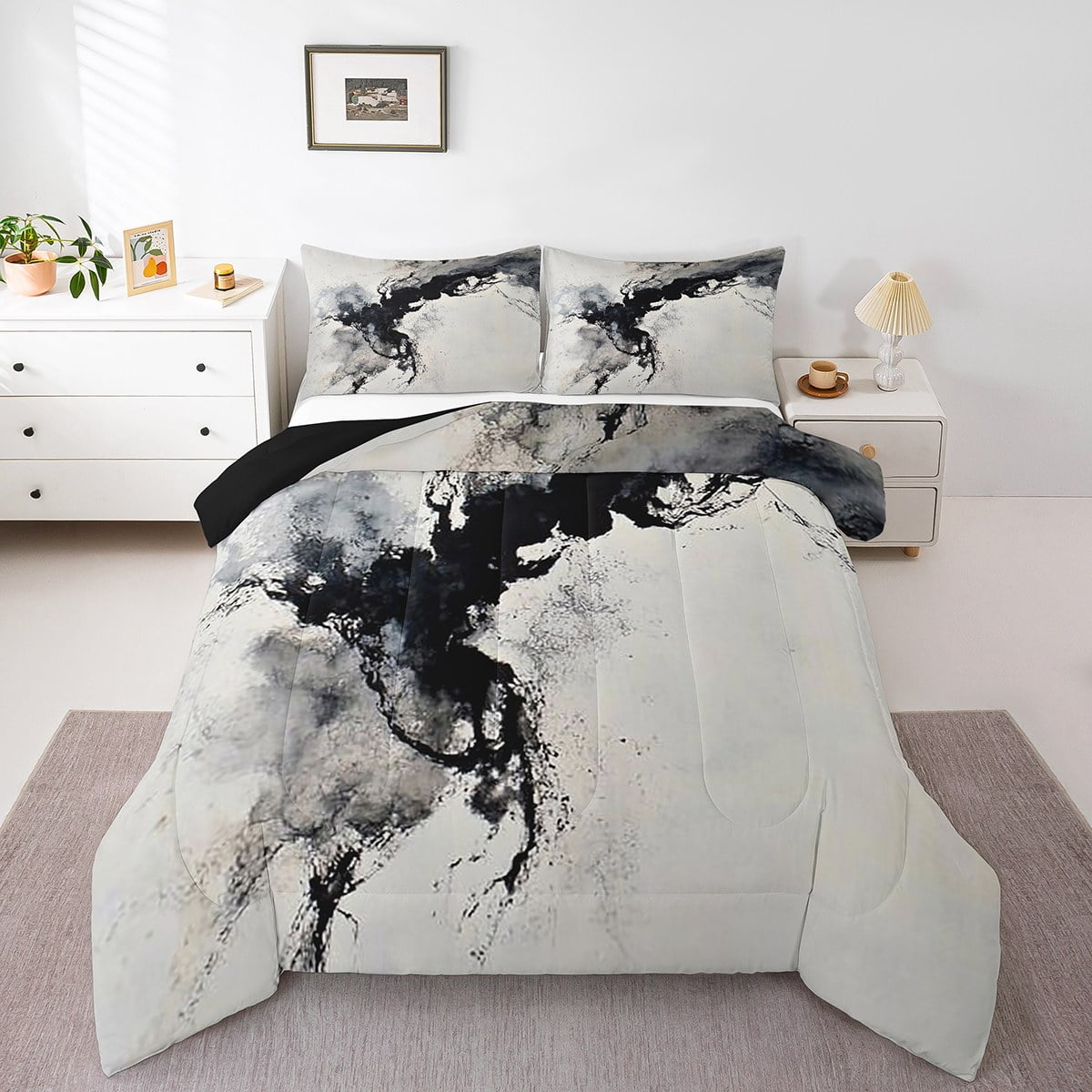 Erosebridal Gradient Watercolor Bedding Sets Full with Comforter,Black ...