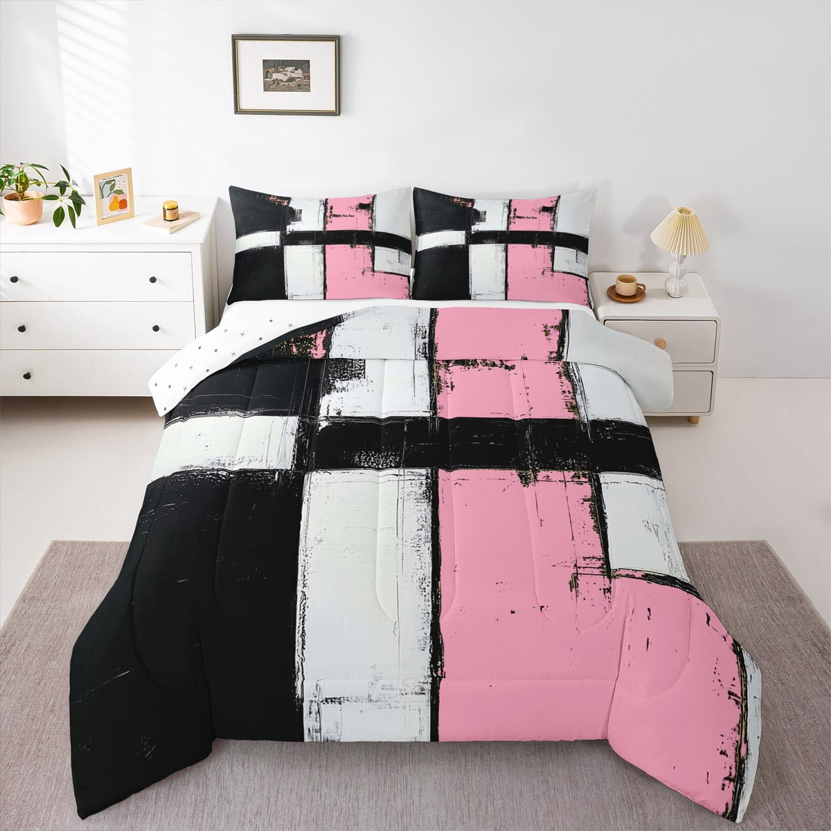 Erosebridal Graffiti Geometric Lines Bedding Queen Comforter Set,Modern Aesthetic Art Down ...