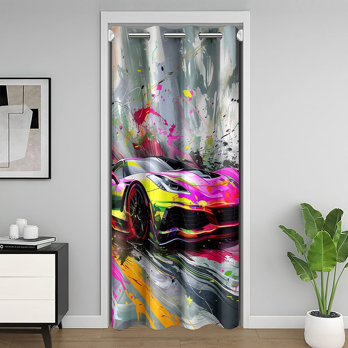 Erosebridal Graffiti Sports Car Door Curtain Panel 52x80, Splash Racing ...