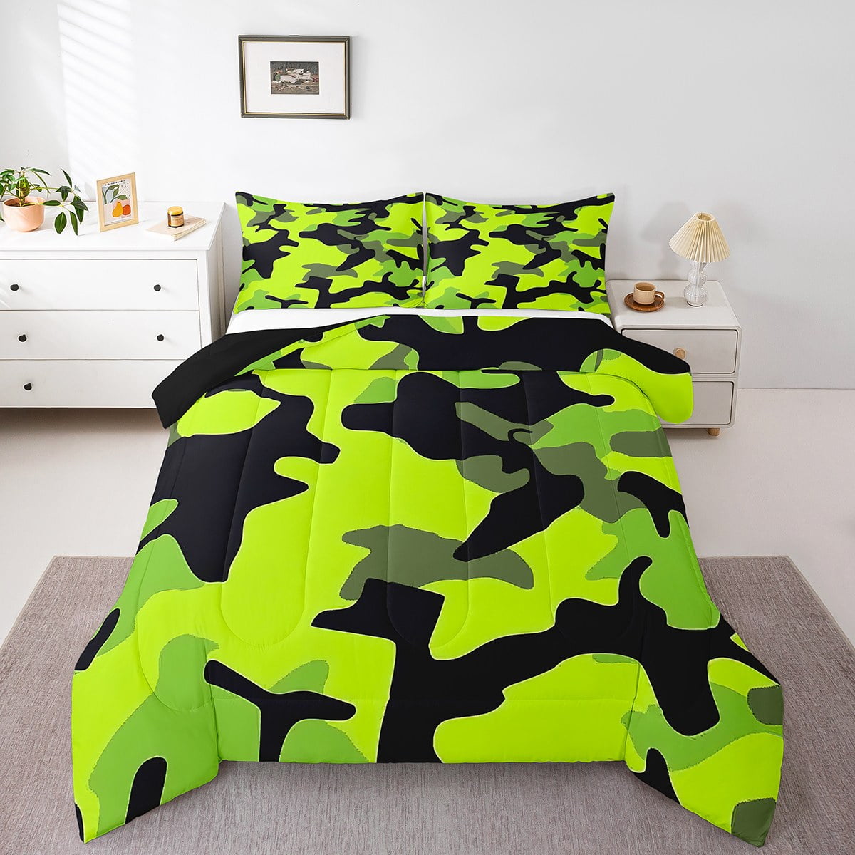 Erosebridal Green Camouflage Bedding Sets Full with Comforter, Vintage ...