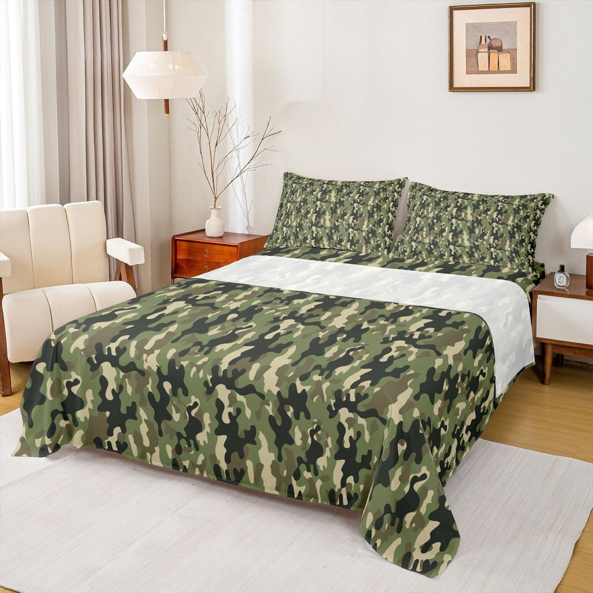 Erosebridal Green Camouflage Queen Sheet Sets,Kids Teen Camo Bed Set ...