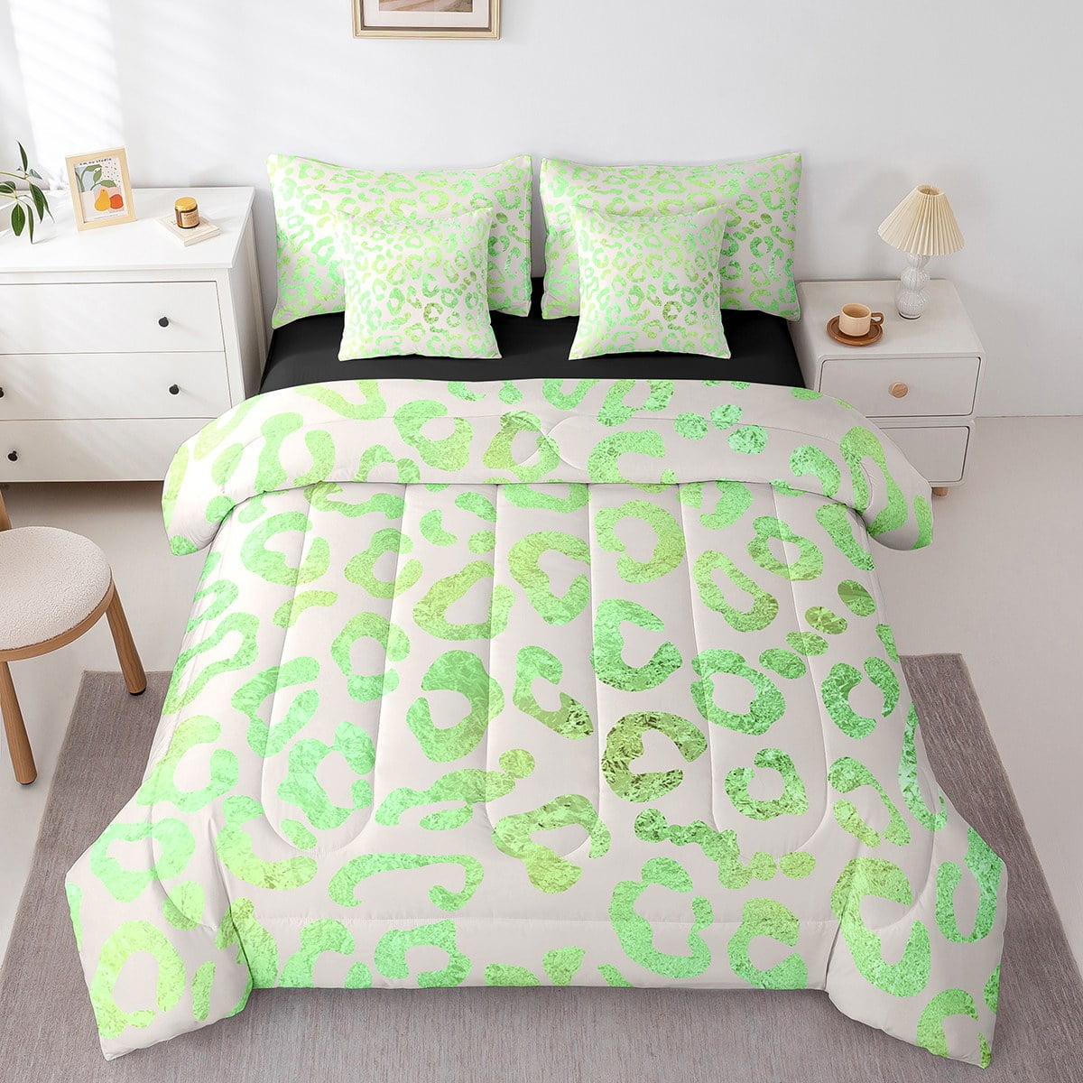 Erosebridal Green Cheetah Print Bedding Sets Twin Size, Ombre Leopard ...