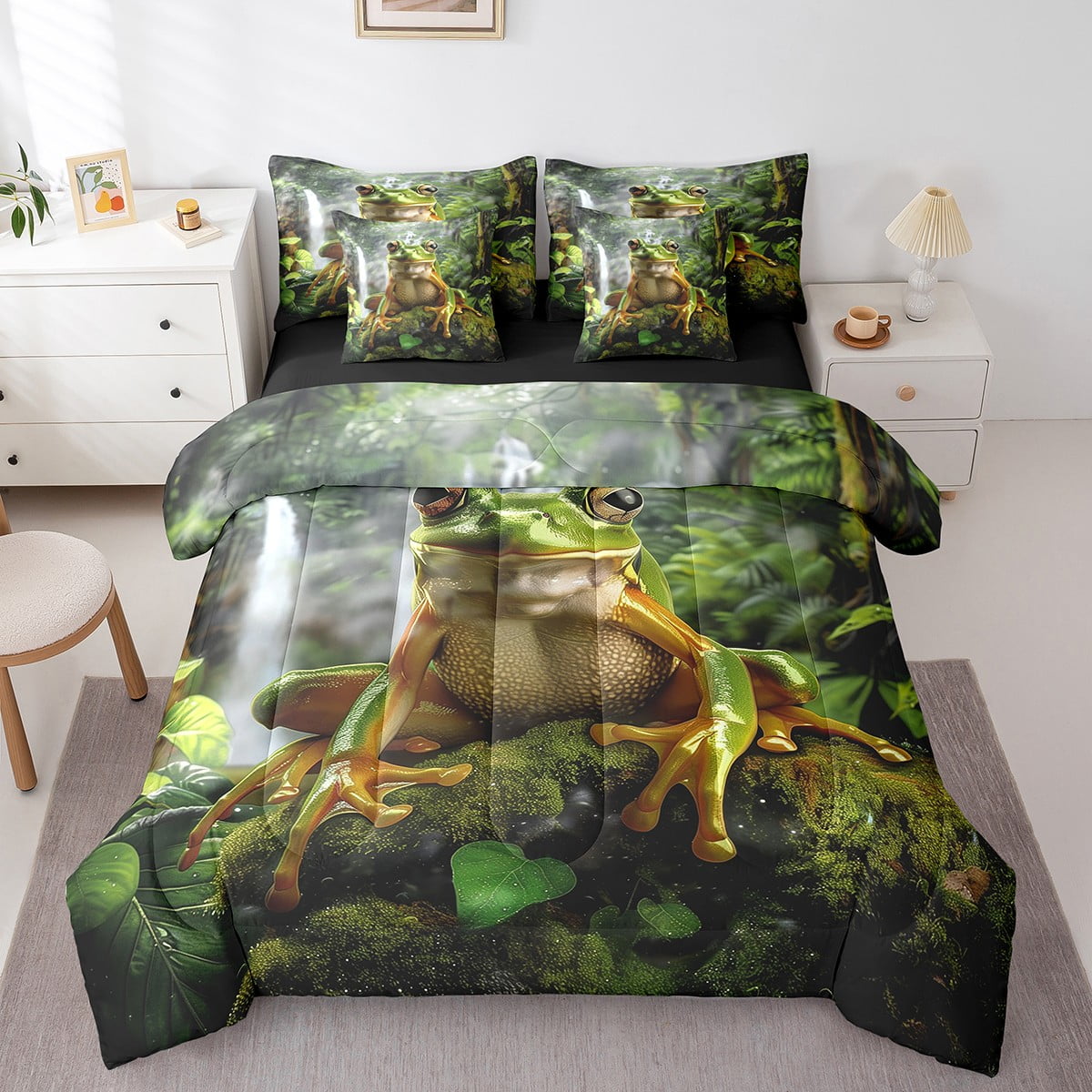 Erosebridal Green Frog Bed In A Bag Full Size,Jungle Wildlife Bed Set ...