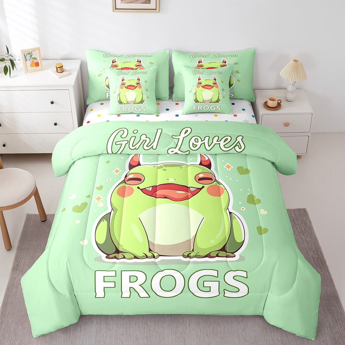 Erosebridal Green Frog Bed in a Bag Full size, Cute Wildlife Bed Set ...
