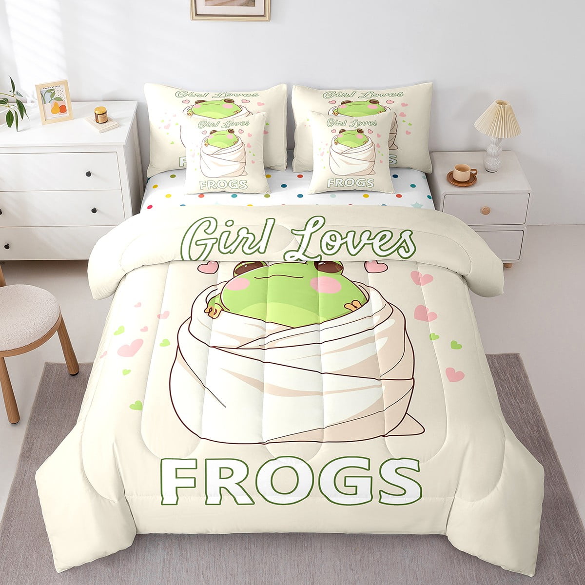 Erosebridal Green Frog Bed in a Bag King size, Cute Wildlife Bed Set ...