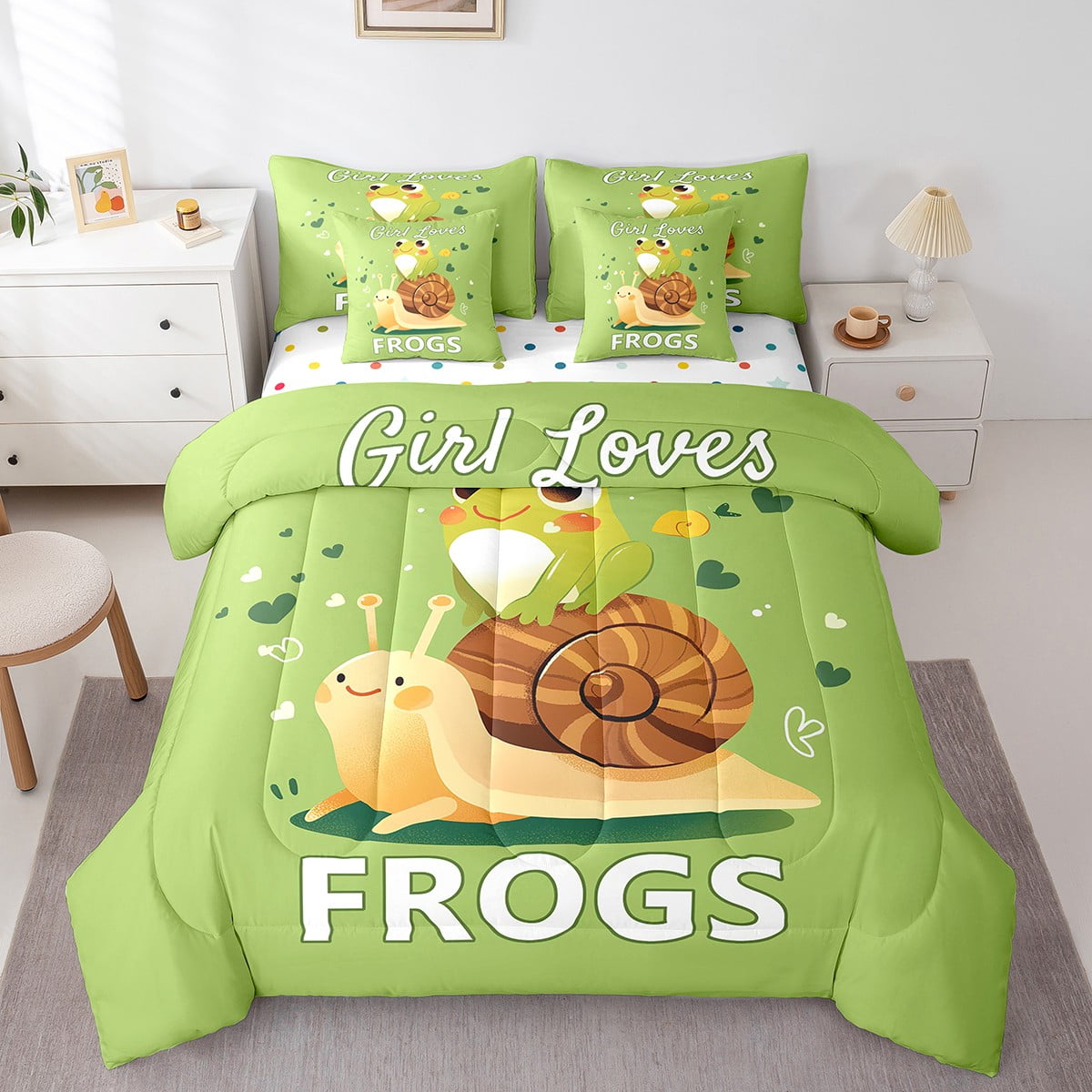 Erosebridal Green Frog Bed in a Bag Queen size, Cute Snail Bed Set ...
