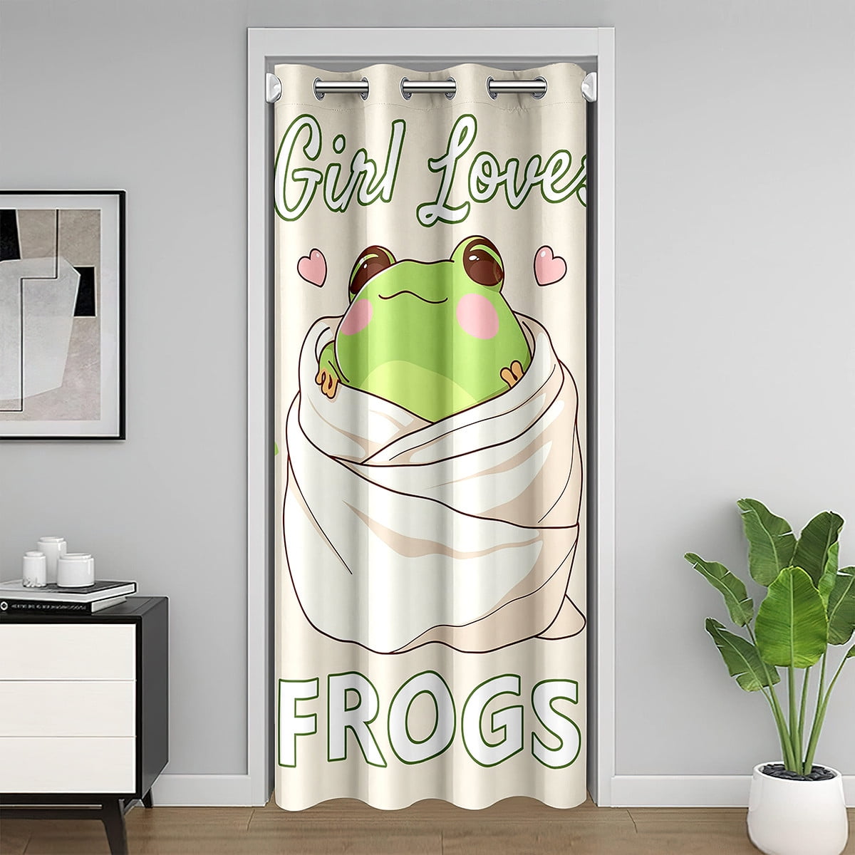Erosebridal Green Frog Door Curtain Panel 42x80, Cute Wildlife Room ...