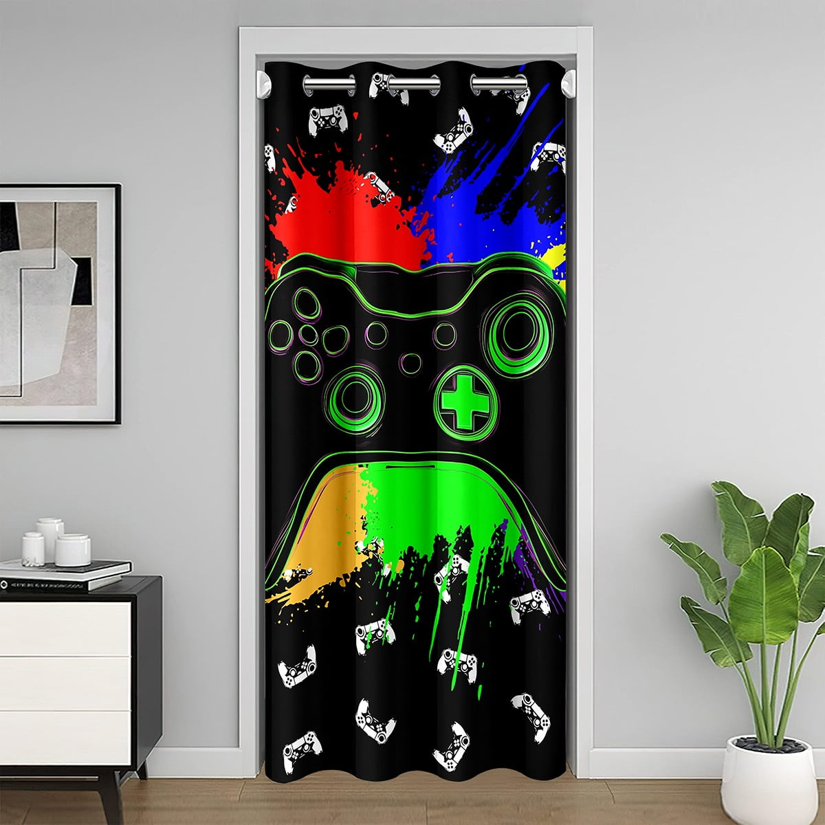 Erosebridal Green Gamepads Door Curtain Panel 80"x42",Video Game Room ...