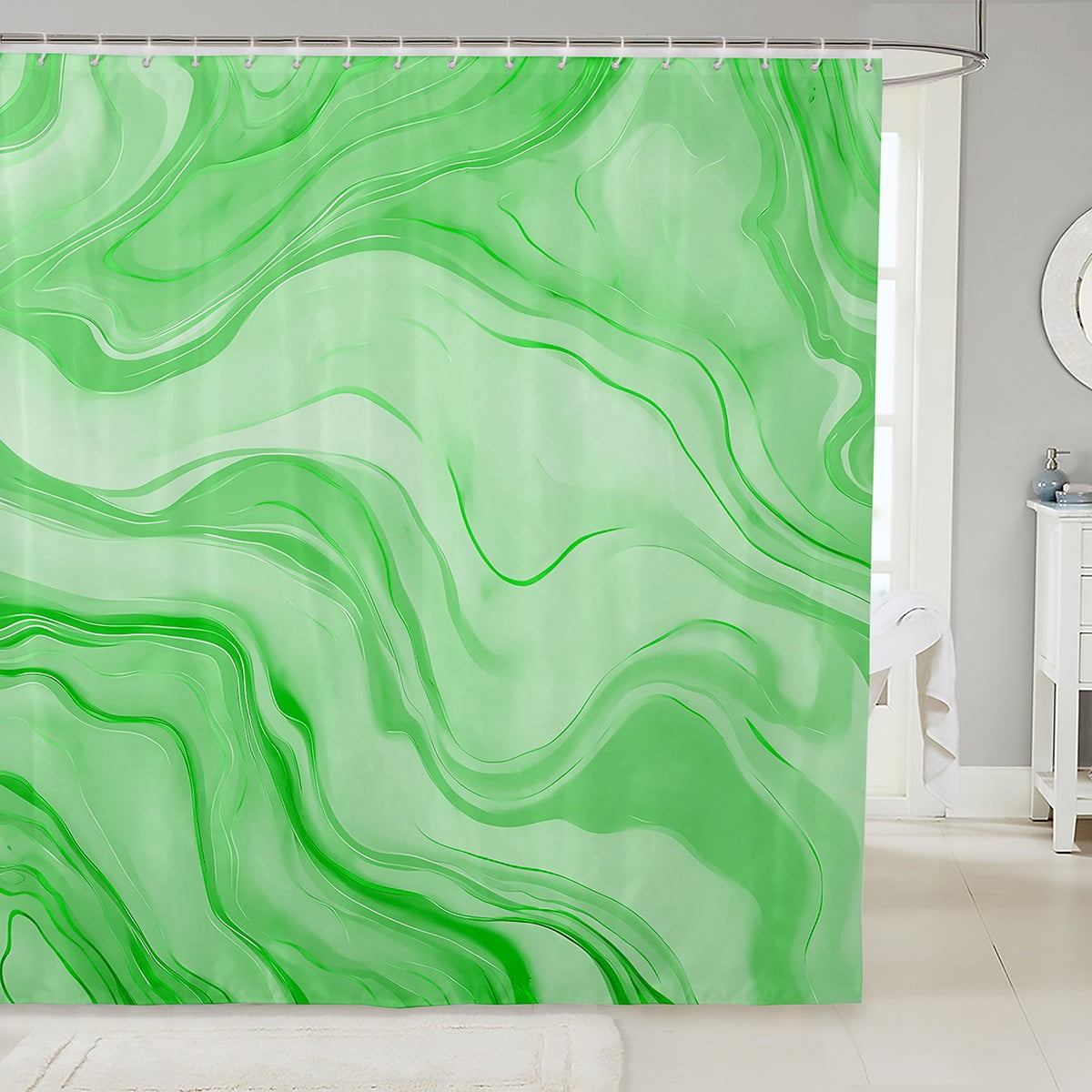 Erosebridal Green Gradient Bathroom Curtain 72Wx78L,Ombre Watercolor ...