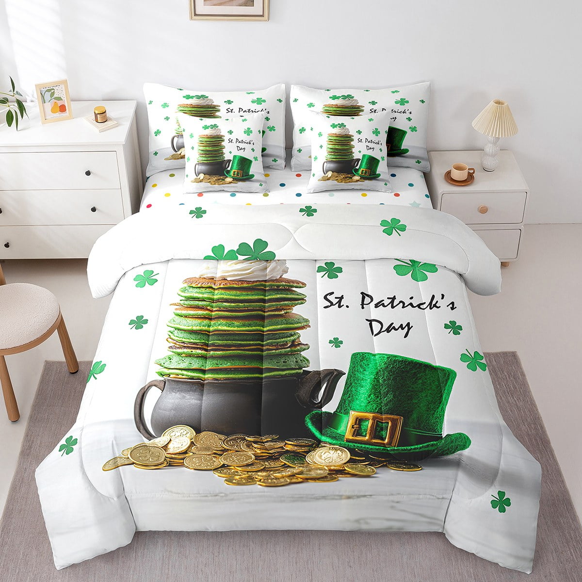 Erosebridal Green Hat Bedding Queen Size,Pot Of Gold Bed in a Bag Queen ...