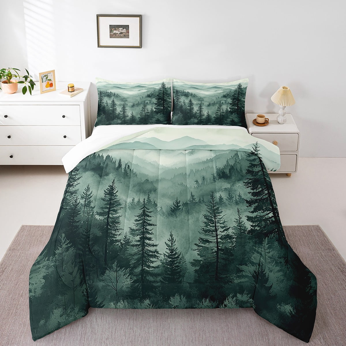 Erosebridal Green Jungle Bedding Twin Comforter Set,Botanical Plants ...
