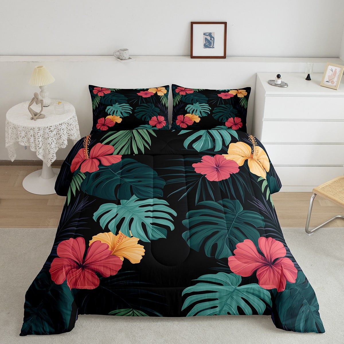 Erosebridal Green Palm Bedding Sets Full with Comforter, Tropical ...