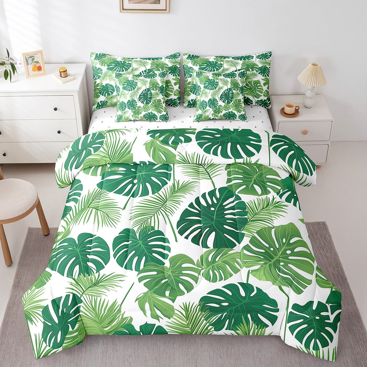 Erosebridal Green Palm Tree Leaves Bedding Sets Twin Size,Hawaiian ...