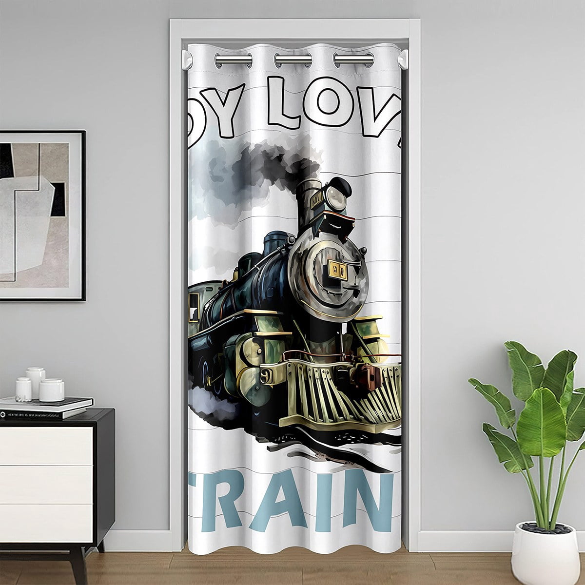 Erosebridal Green Train Door Curtain Panel 80"x42",Railway Railroad ...