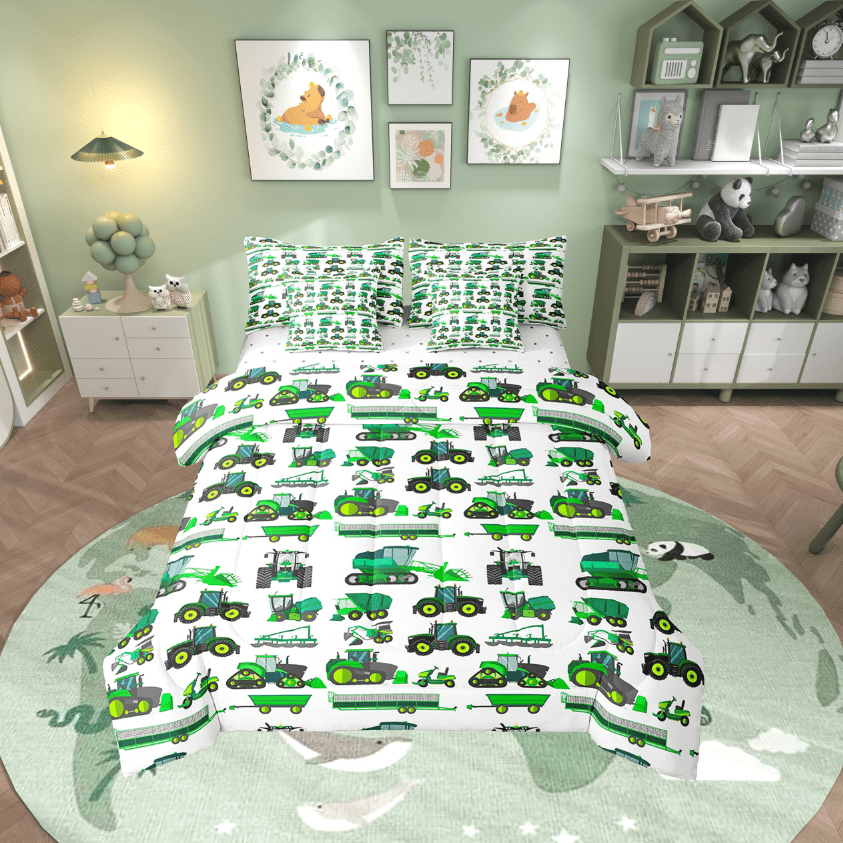 Erosebridal Green Truck Tractor Bedding Sets Full Size, Equipped ...