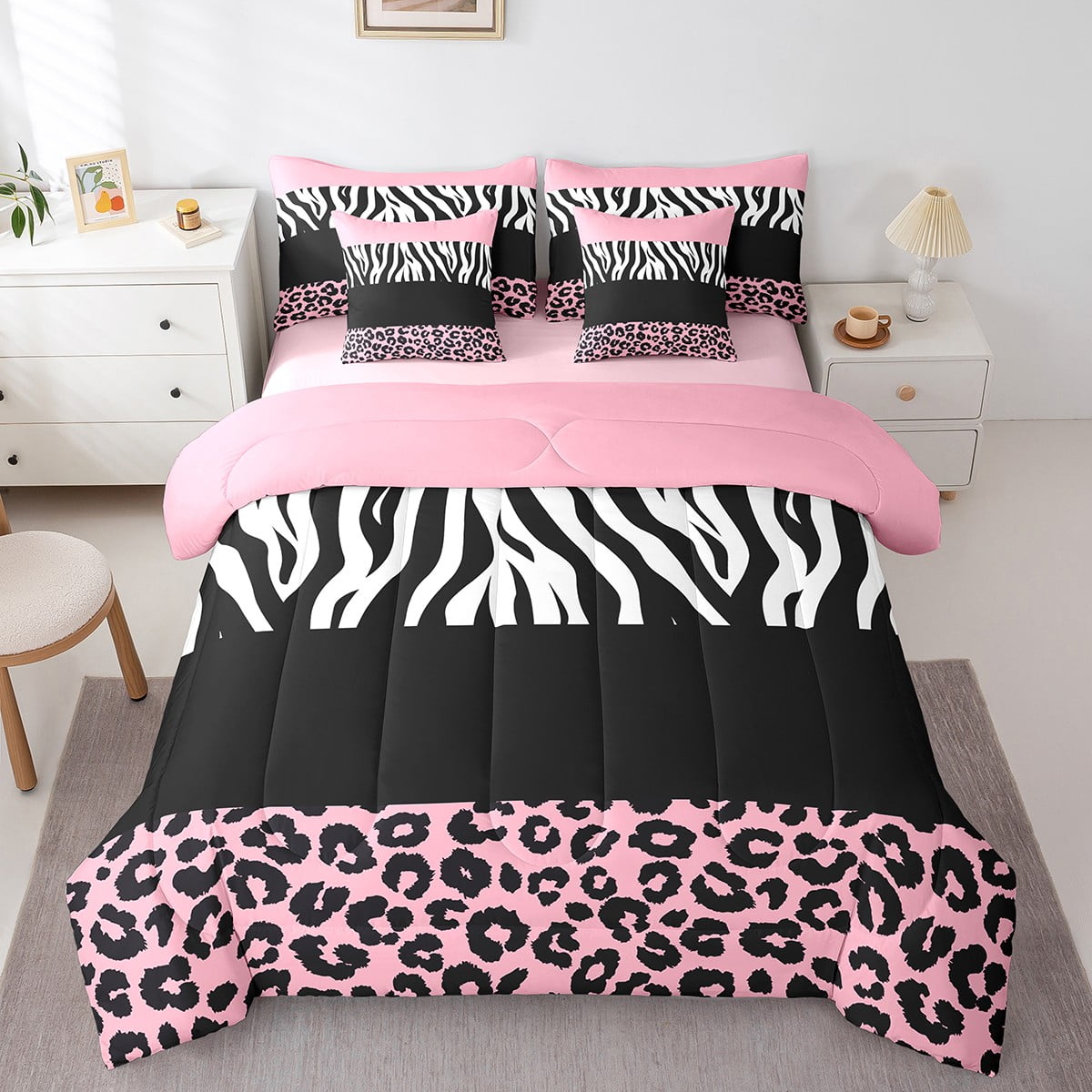 Erosebridal Grey Cheetah Print Bedding Twin Size, Rustic Animals Bed in ...