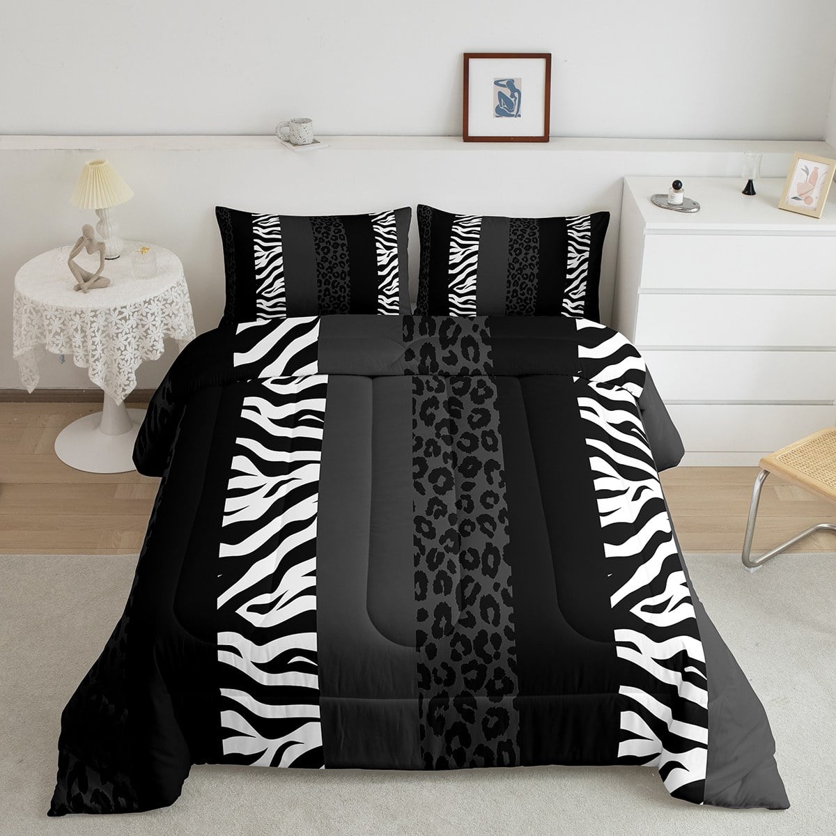 Erosebridal Grey Cheetah Print Comforter Sets Queen Size, Rustic ...