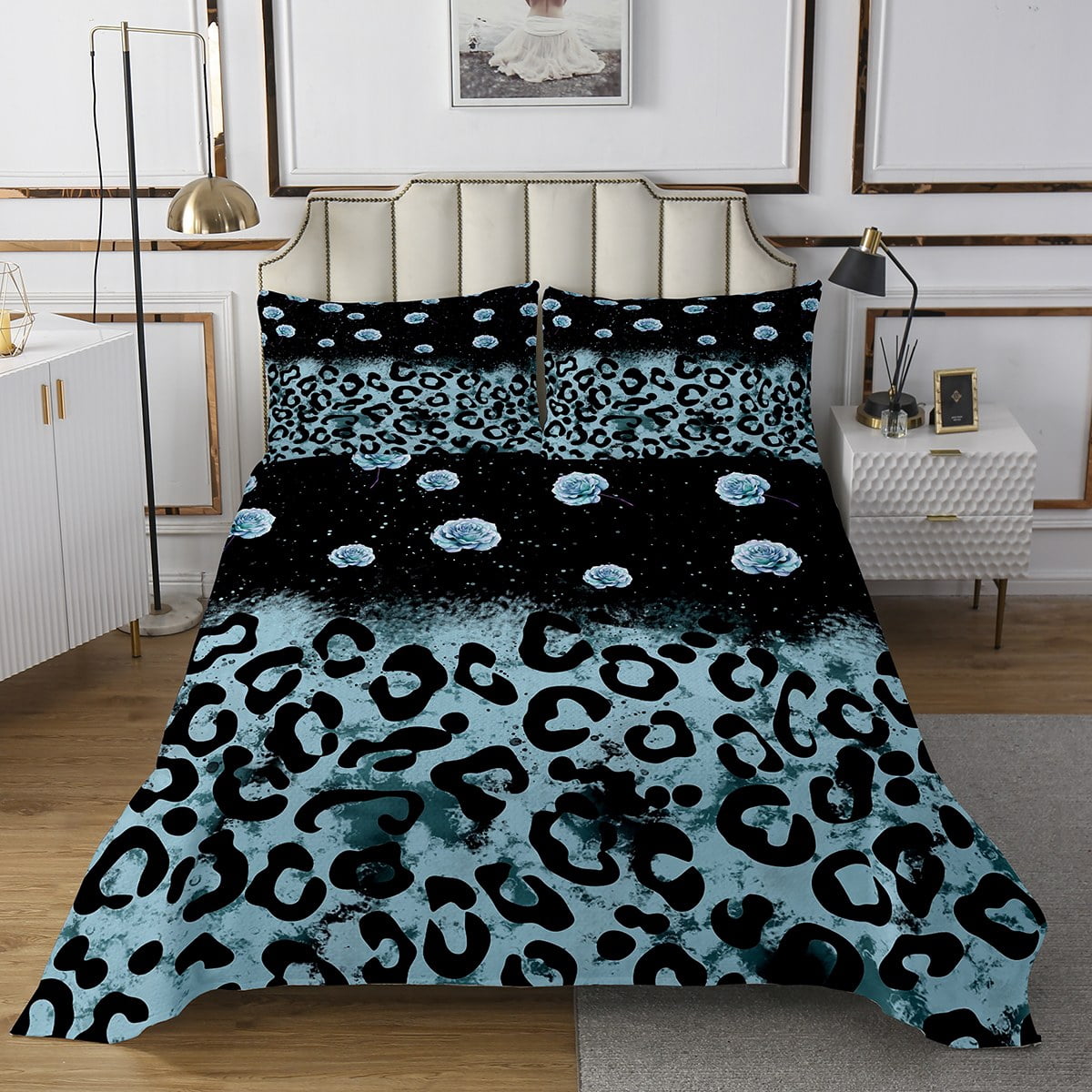 Erosebridal Grey Leopard Print Quilt Sets for Twin Size Bed, Chic ...