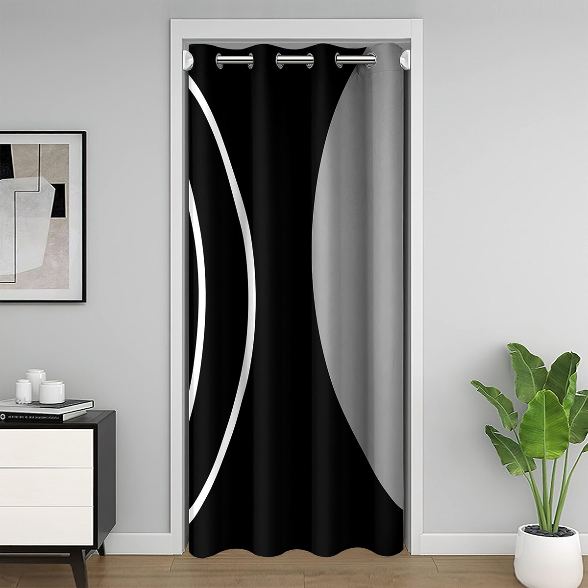 Erosebridal Grey Minimalism Door Curtain For Doorways 42x80, Abstract ...