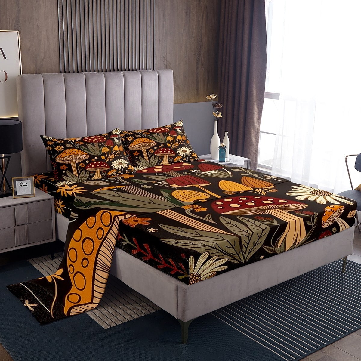 Erosebridal Groovy Flowers Sheet Set Twin Size, 70S Retro Floral Bed ...