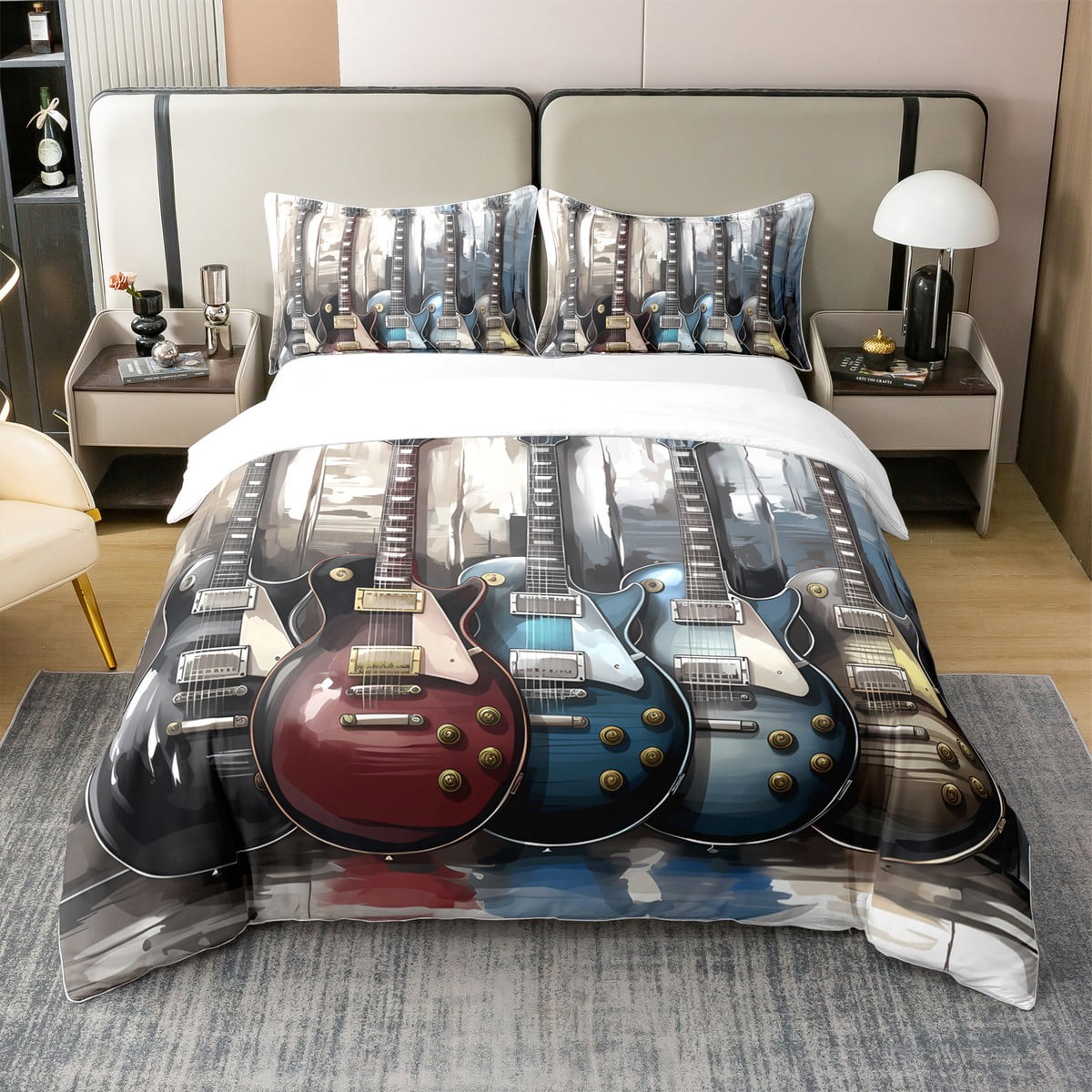 Erosebridal Guitar 100% Cotton Duvet Cover Full Size,Music Theme ...