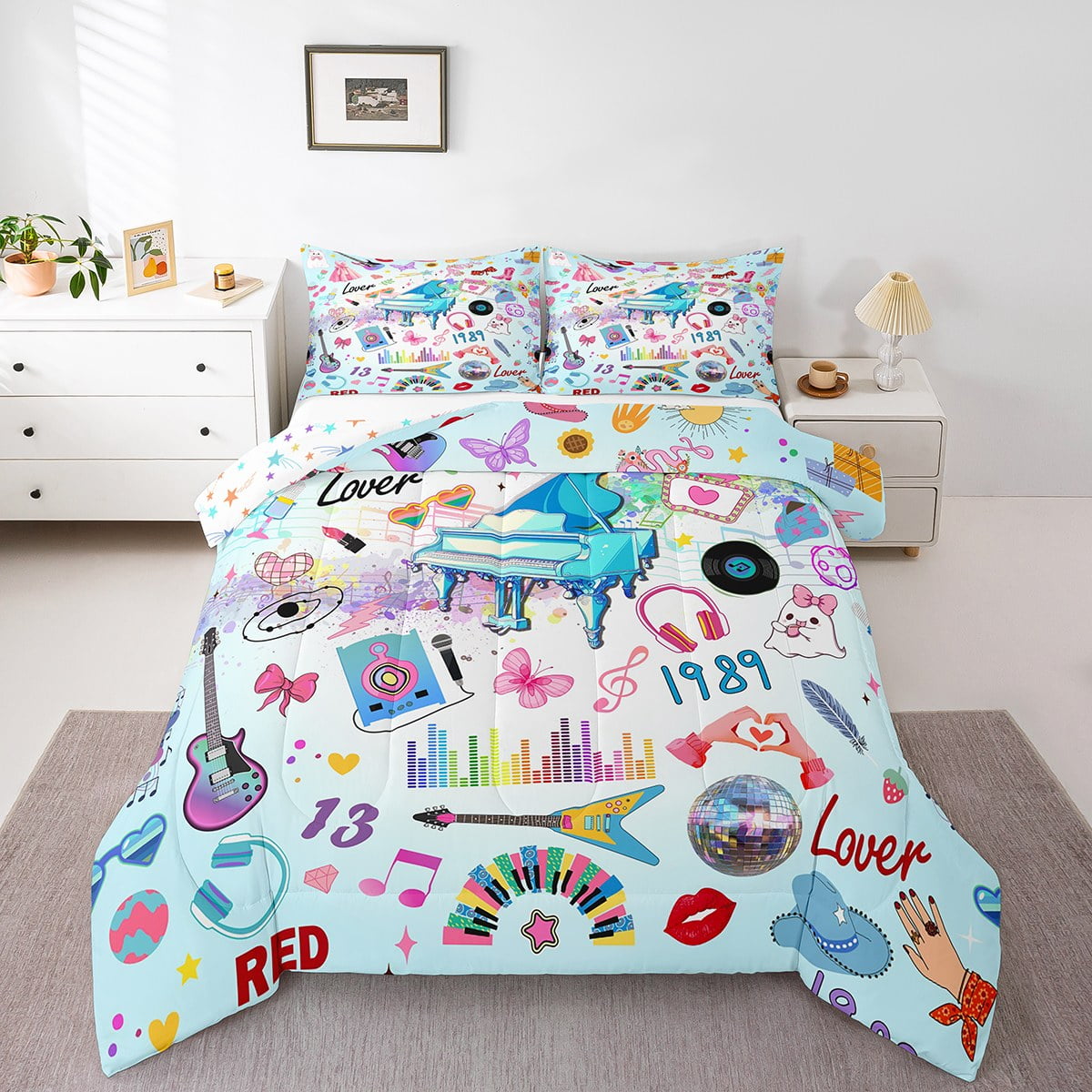Erosebridal Guitar Piano Bedding King Comforter Set,Disco Ball ...