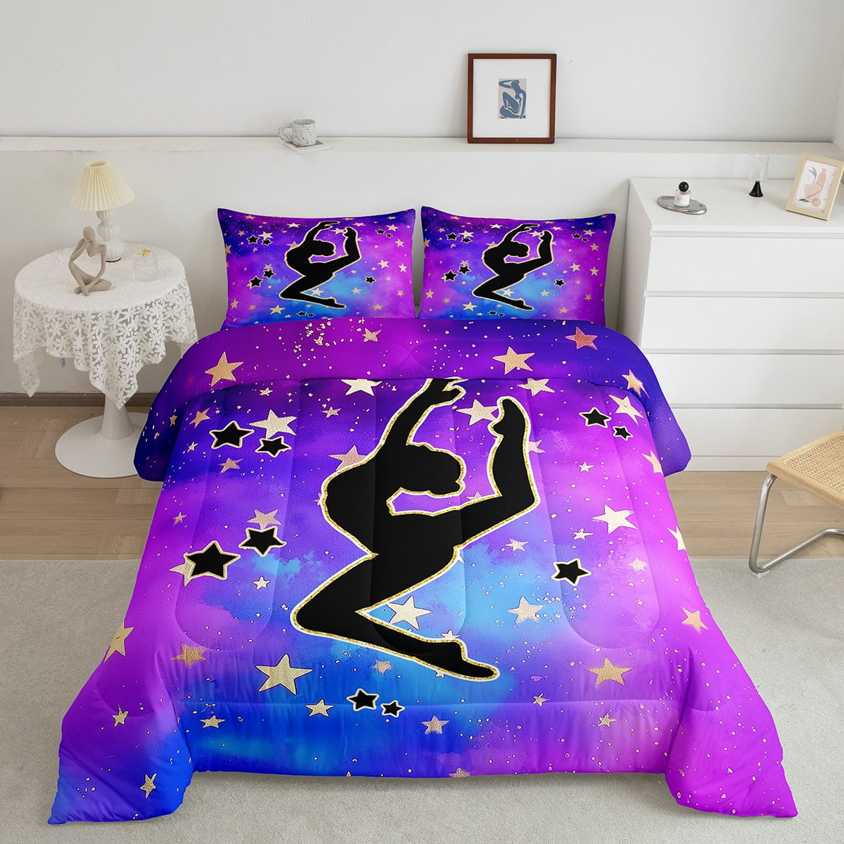 Erosebridal Gymnastics Print Bedding King Comforter Set, Dreamy Galaxy ...