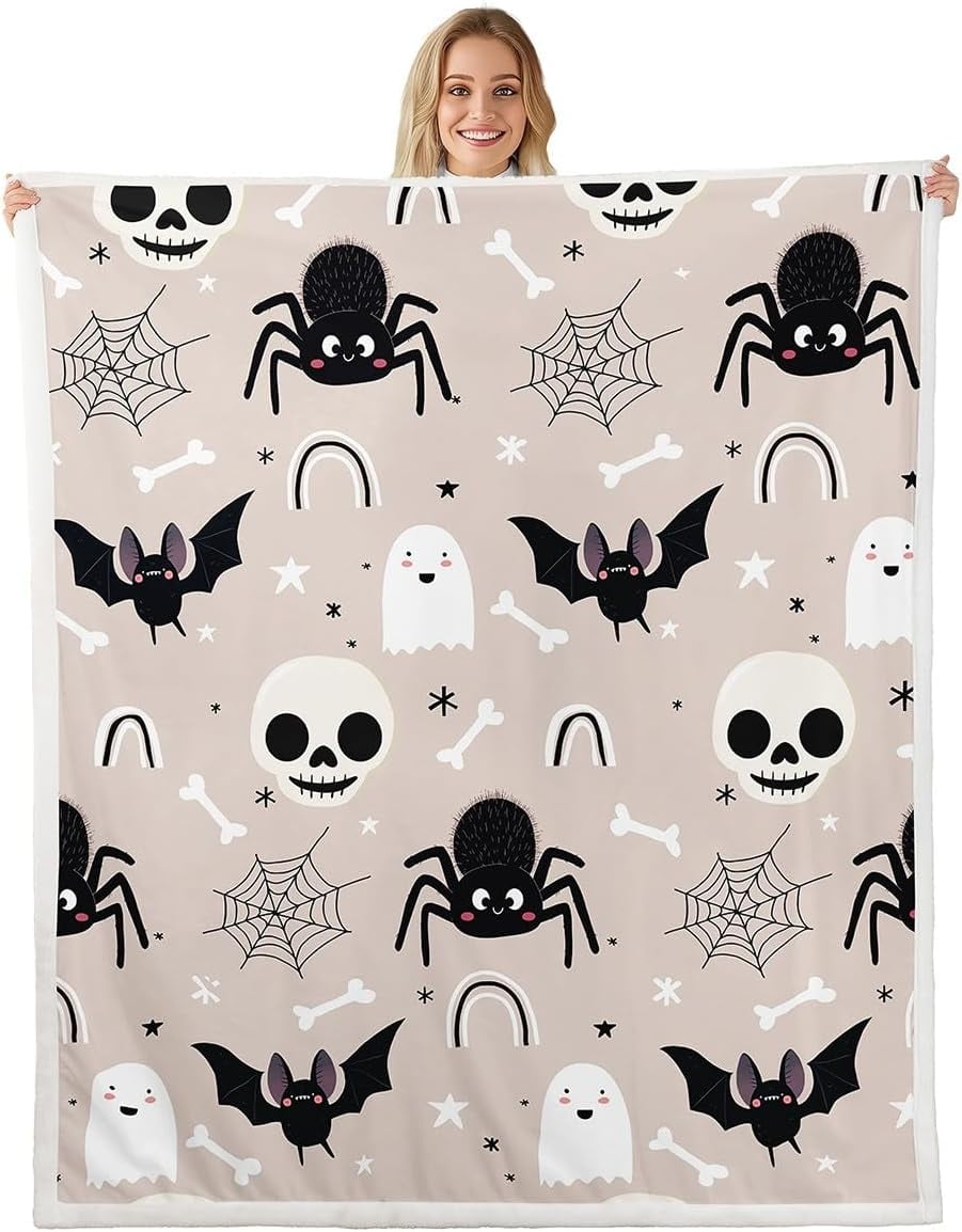 Erosebridal Halloween Bats Halloween Blanket Spider Web Gothic ...