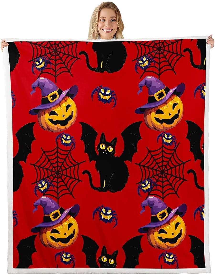 Erosebridal Halloween Bats Halloween Blanket Spider Web Gothic ...
