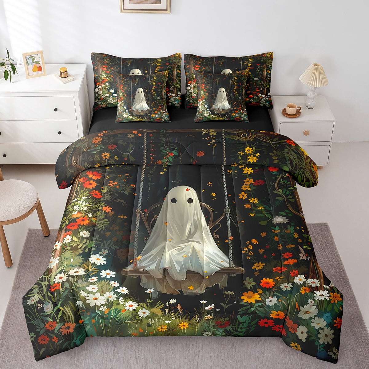 Erosebridal Halloween Ghost Bed in a Bag Full size, Kawaii Cartoon ...