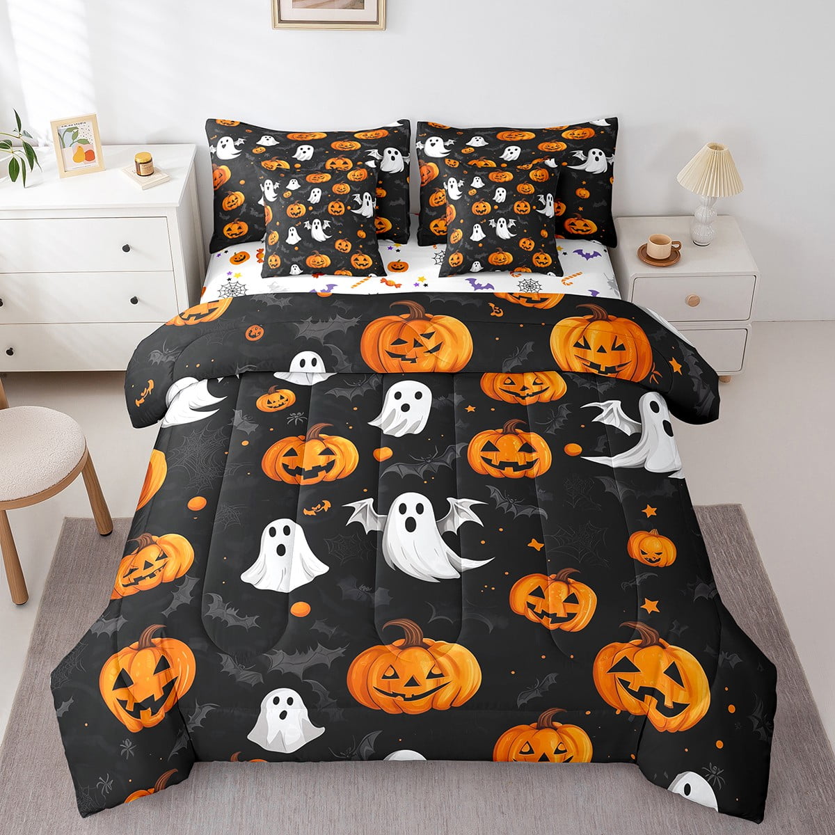 Erosebridal Halloween Ghost Bed in a Bag Twin size, Spooky Cartoon Bed ...