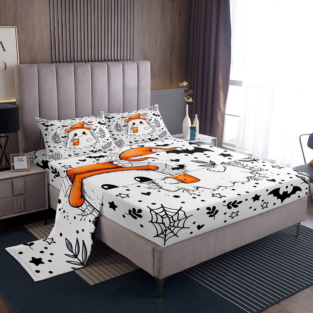Erosebridal Halloween Ghost Bed Sheets Set King Size, Kawaii Cartoon ...