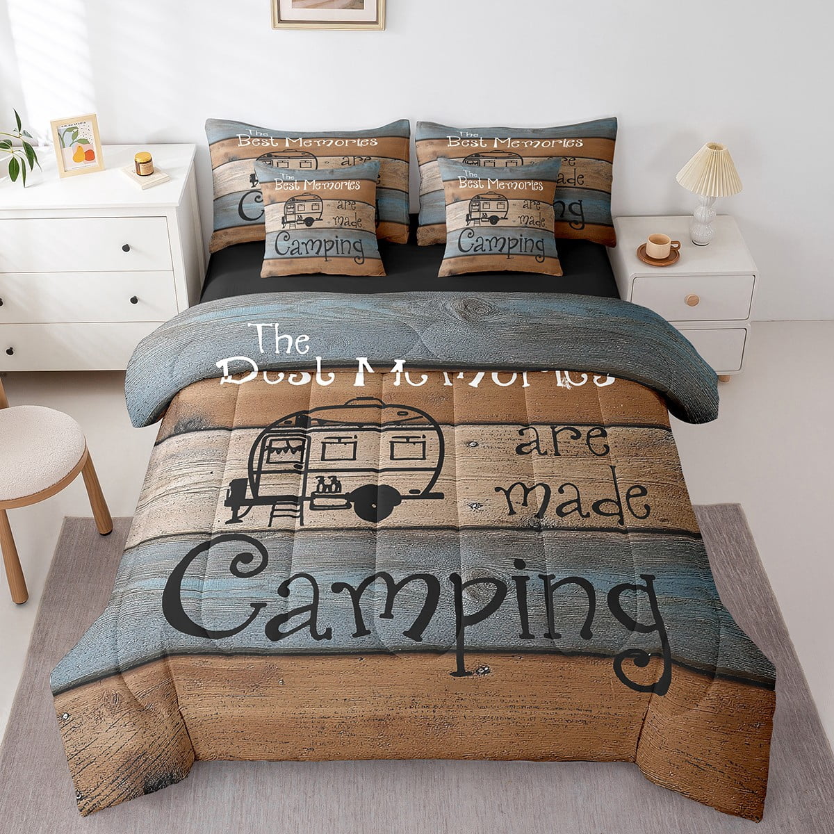 Erosebridal Happy Camping Bed in a Bag Full size,Rustic Cabin Bed Set ...