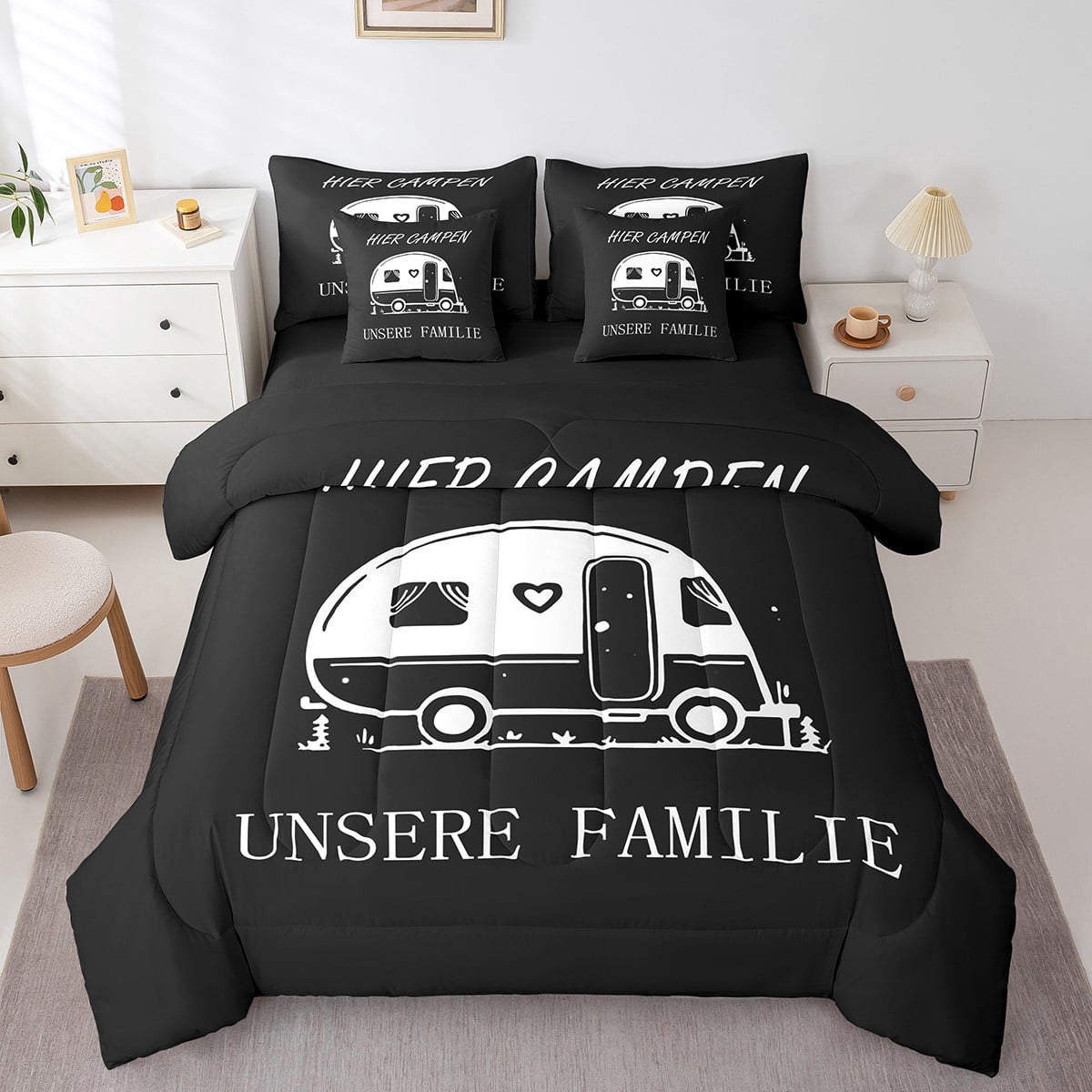 Erosebridal Happy Camping Bedding Queen Size, Travel Car Bedding Sets ...