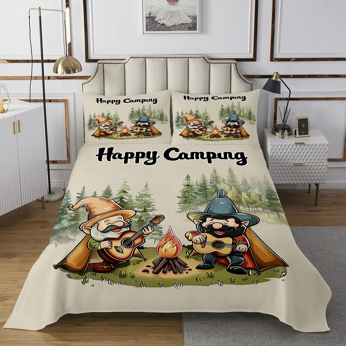 Erosebridal Happy Camping Quilt Set King for Travel Trailers,Rustic ...