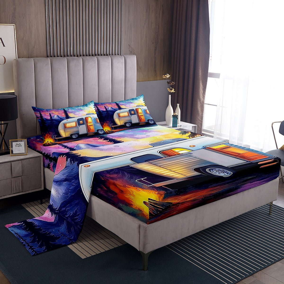 Erosebridal Happy Camping Sheet Set Twin, Camper RV Car Bedding Sets ...