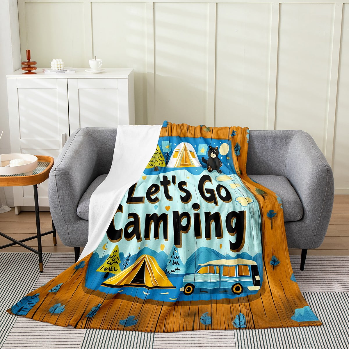 Erosebridal Happy Camping Throw Blanket for Couch 30x40,Camper RV Car ...