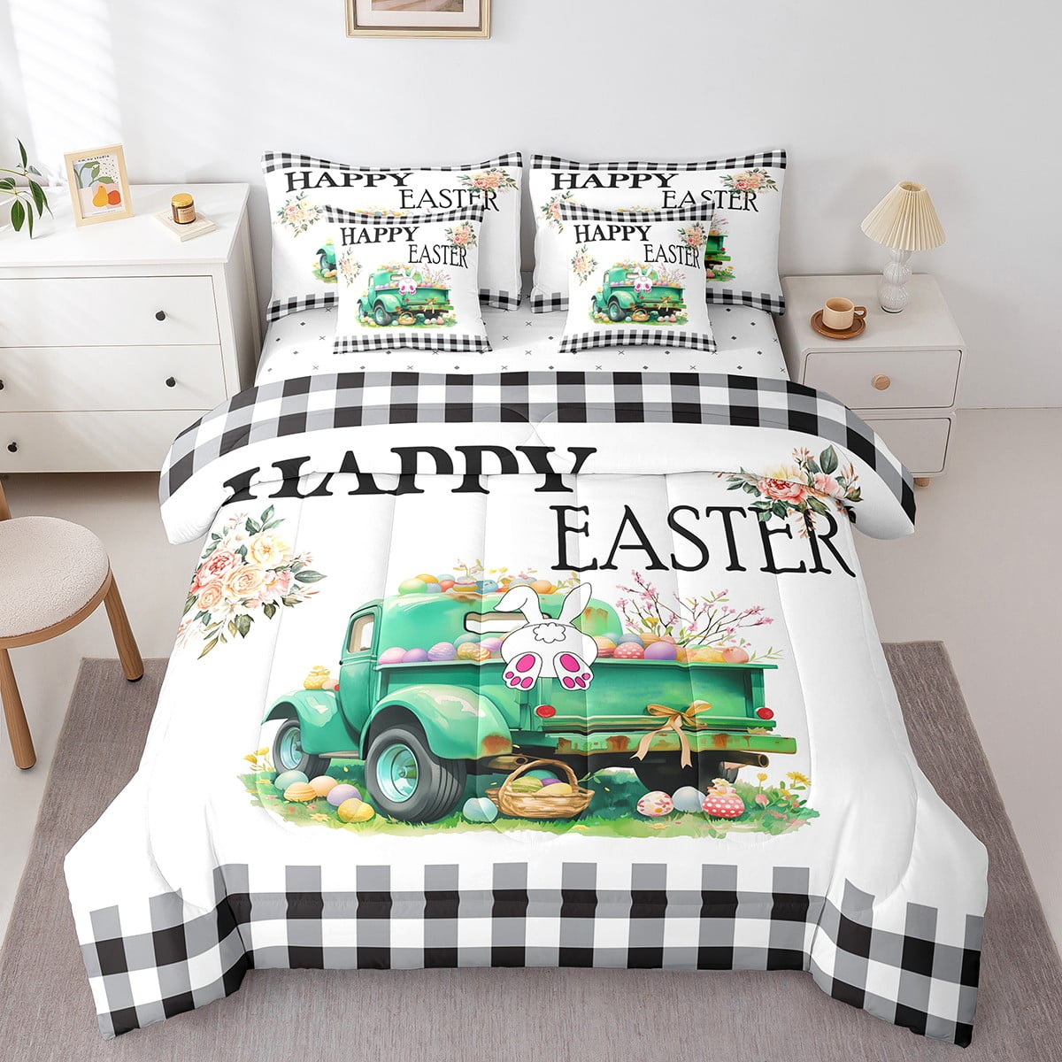 Erosebridal Happy Easter Bedding Sets Full Size, Rustic Truck Comforter ...