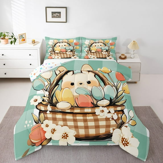 Erosebridal Happy Easter Comforter Sets Twin Size, Rustic Floral ...