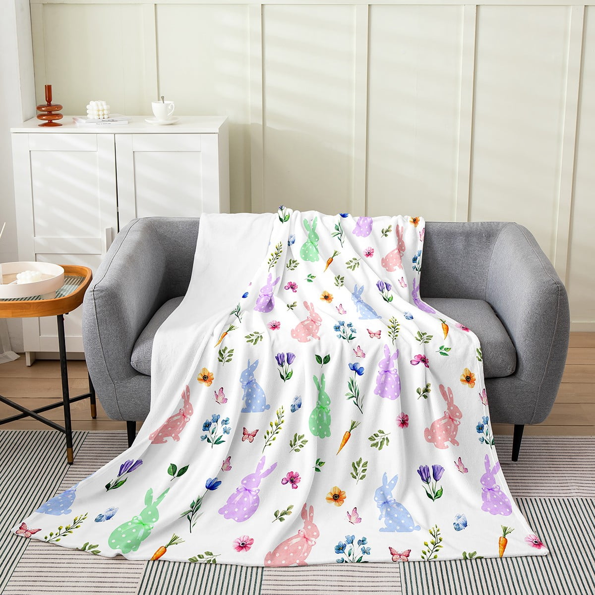 Erosebridal Happy Easter Throw Blanket for Couch 30x40,Rabbit Butterfly ...